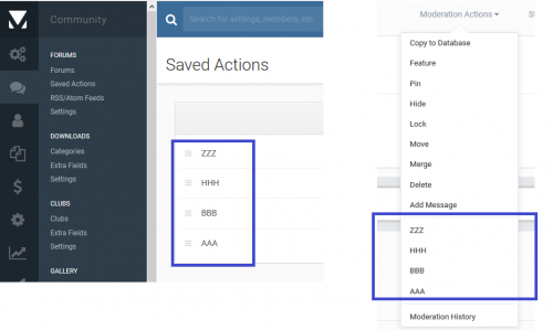 Saved Actions Sorting - Paid Applications/Plugins - SOS Invision