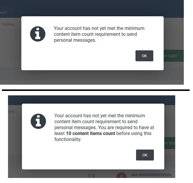 Content Items Required to Start Private Messages - Support - SOS Invision