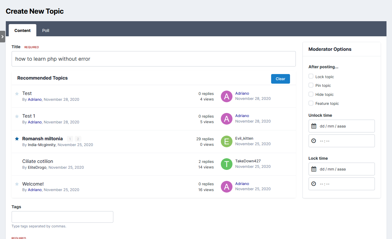 Recommended Topics on Post Screen - Support - SOS Invision