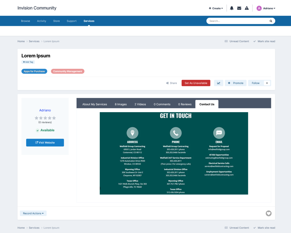 Services - Invision Community 4 - SOS Invision