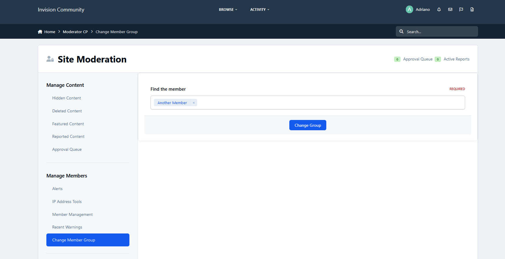 Change Group in Moderator Panel - Invision Community 4 - SOS Invision